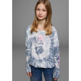 Kidsworld M&auml;dchen Kidsworld Fledermausshirt &raquo;Batik-Optik Shirt&laquo; Langarm, mit Gummizug am Saum, stylischer Aufdruck blau 176/182