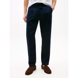 Tommy Hilfiger Herren Chinohose &raquo;HARLEM CHINO SATIN&laquo; Relaxed fit, Bundfalten blau 32, L&auml;nge 32