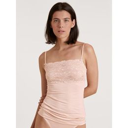 Calida Damen Calida Spaghettitop &raquo;Sensual Secrets&laquo; semitransparente Spitze, Viskose-Mix, Single Jersey, elastisch, weich rosa L (48/50)