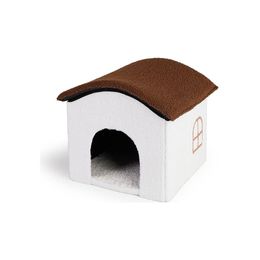 LIFA LIVING Tierhaus in Wei&szlig;/ Braun - (B)38 x (H)36 x (T)39 cm - 64% | Tierbedarf-katzen