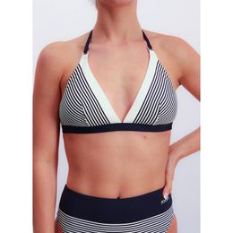 JOOP! Damen JOOP! Triangel-Bikini-Top &raquo;Stripes&laquo; Tr&auml;ger zum Binden, Streifen-Design blau 34, Cup C