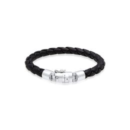 Kuzzoi Herren Armband &raquo;Herren Lederarmband Kastenverschluss 925 Silber&laquo; silber