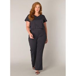 Base Level Curvy Damen Stoffhose &raquo;Lori&laquo; Sommerhose mit Stetch und leichtem Schlag schwarz 46, L&auml;nge 32