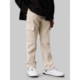 Calvin Klein Jeans Jungen Cargohose &raquo;Corduroy Straight Cargo Pants&laquo; f&uuml;r Kinder bis 16 Jahre und mit Logopr&auml;gung beige 8 (128), N-Gr