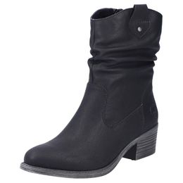 Rieker Damen Westernstiefelette , Cowboyboots, slouchy Schaft, Blockabsatz, mit Innen-Rei&szlig;verschluss schwarz 42
