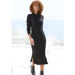 Lascana Damen Lascana Strickkleid mit Zopfmuster, figurbetont, Pulloverkleid, herbstlich 38, N-Gr
