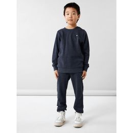name it Jungen Sweatshirt &raquo;NKMVIMO f&uuml;r Jungen mit B&uuml;ndchen und klassischer Form&laquo;, unifarben, casual, regular fit, Baumwollmischung, Rundhals blau 122/