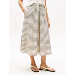 Tommy Hilfiger Damen A-Linien-Rock &raquo;CRINKLE VISCOSE MIX MIDI SKIRT&laquo; mit Streifenmuster, mit Tunnelzug am Bund 44