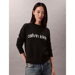 Calvin Klein Jeans Damen Strickpullover &raquo;Cotton Graphic Pullover&laquo; Mit Rundhalsausschnitt M (40)