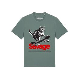 Watapparel Shirt 'Savage cat' male Green size XXXL
