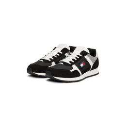 Tommy Jeans Herren Sneaker &raquo;TJM RUNNER CASUAL&laquo; , Schn&uuml;rschuh, Halbschuh, Freizeitschuh mit seitliche Logoflag schwarz-wei&szlig; 41