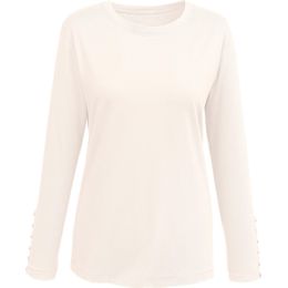 CR&Eacute;ATION L Damen Langarmshirt mit Zierknopfleiste wollwei&szlig; Gr&ouml;&szlig;e 56