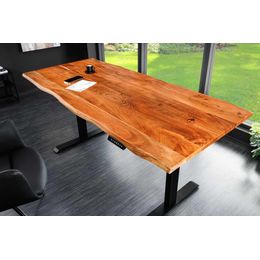 Riess Ambiente H&ouml;henverstellbarer Schreibtisch MAMMUT 180cm Akazie Massivholz Baumkante handmade Baumtisch Riess-Ambiente rechteckig Industrie & Loft Modern Natur...