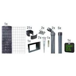 GAH Alberts Schwei&szlig;gitter ALBERTS "Fix-Clip Pro", grau, H:122cm, Stahl, Zaunelemente, H&ouml;he: 80-150cm, Gesamtl&auml;nge: 10 und 25m, mit Bodenh&uuml;lsen