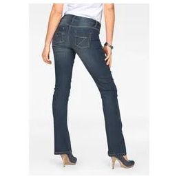 Bootcut-Jeans Arizona "mit Kontrastn&auml;hten", Damen, Gr. 44, N-Gr, blau (dunkelblau us), Denim/Jeans, Obermaterial: 80% Baumwolle, 19% Polyester, 1% Elasthan, Basic, ausgestellt lang, Jeans, normale Leibh&ouml;he, Bootcut, 5-Pocket-Style, dunkle Waschung, Topseller