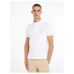 Poloshirt Tommy Hilfiger "1985 SLIM POLO", Herren, Gr. L (52), wei&szlig;, Piqu&eacute;, Obermaterial: 97% Baumwolle, 3% Elasthan, unifarben, Basic, schmal normal, Rundhals, eingesetzt Rippb&uuml;ndchen, Shirts, mit Stickerei, Piqu&eacute;-Qualit&auml;t, Slim fit