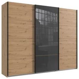 Schwebet&uuml;renschrank wimex "Norderstedt", grau (artisan eiche nachbildung, glas grau), B:270cm H:236cm T:64cm, Holzwerkstoff, Schr&auml;nke, Schwebet&uuml;renschrank, INKLUSIVE 2 Stoffboxen und 2 zus&auml;tzliche Einlegeb&ouml;den, mit Glast&uuml;r