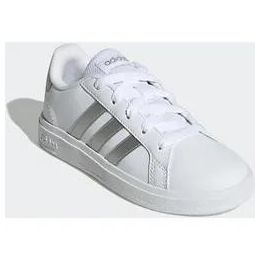 Sneaker Adidas SPORTSWEAR "GRAND COURT LIFESTYLE TENNIS LACE-UP", M&auml;dchen, Gr. 35, wei&szlig; (cloud wei&szlig;, matte silber, matte silber), Synthetik, Textil, Schuhe Sneaker, Design auf den Spuren des Adidas Superstar, f&uuml;r Kinder & Jugendliche