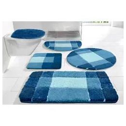 Badematte OTTO HOME "Pia, Badvorleger, Badezimmer Teppich" Gr. 7, blau, H:20mm, Polyester, Badematten, Badematte, Badteppich, karierte Badematten, rechteckig, rund & als 3-tlg. Set