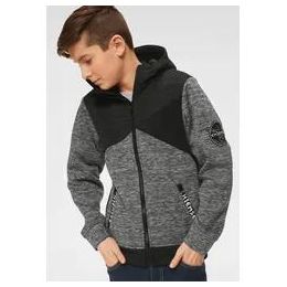 Softshelljacke Chiemsee, Jungen, Gr. 164/170, grau (anthrazit), Softshell, Obermaterial: 100% Polyester, bedruckt, bequem, B&uuml;ndchen, Jacken Softshelljacke, f&uuml;r k&auml;ltere Tage, aus Polyester, modischer Look, mit Kapuze