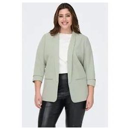 Kurzblazer Only CARMAKOMA "CARELLY 3/4 LIFE BLAZER WVN", Damen, Gr. 48, desert sage, Web, Obermaterial: 95% Polyester, 5% Elasthan, unifarben, regular fit, V-Ausschnitt, Blazer Kurzblazer