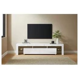 TV-Board OTTO HOME "Cassy", wei&szlig;, B:200cm H:45cm T:35cm, Melamin, Sideboards, TV-Board, Hochglanz-Fronten, viel Stauraum und Metallschienen, Breite 200 cm