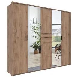 Dreht&uuml;renschrank wimex "Moldau Kleiderschrank mit Spiegel Schlafzimmerschrank", braun (plankeneiche nachbildung), B:225cm H:208cm T:58cm, Holzwerkstoff, Schr&auml;nke, Dreht&uuml;renschrank