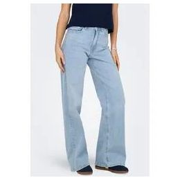 Jacqueline de Yong High-waist-Jeans JDY "JDYFELINA-FINA HW WIDE JNS LBD DNM NOOS", Damen, Gr. XS (34), L&auml;nge 30, blau (light blau denim), Denim/Jeans, Obermaterial: 99% Baumwolle, 1% Elasthan, unifarben, weit, Jeans High-Waist-Jeans