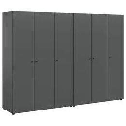 Kleiderschrank Home Affaire "BILLINGS, Schlafzimmerschrank, Schrank, Garderobenschrank", grau, B:240cm H:176cm T:51cm, FSC-zertifizierter Holzwerkstoff, Schr&auml;nke, Kleiderschrank, Breite 240cm, grau, 6-t&uuml;rig, inkl. 2 Kleiderstangen und 8 Ablageb&ouml;den