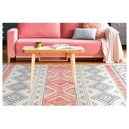 Teppich Calo-deluxe "Kibo 512" Gr. 3, grau (grau, apricot), B:120cm H:10mm L:170cm, Baumwolle, Teppiche, Teppich, Hoch-Tief-Struktur, Wohnzimmer