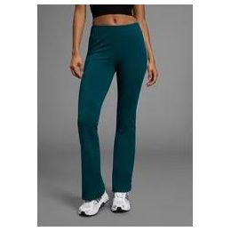 Leggings FAYN SPORTS, Damen, Gr. 20, K + L Gr, schwarz petrol, Jersey, Obermaterial: 90% Baumwolle, 10% Elasthan, unifarben mit Farbeinsatz, bootcut fit lang, Hosen Leggings, Logo als Reflektorprint