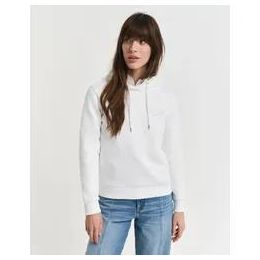 Hoodie Gant "REG TONAL SHIELD HOODIE", Damen, Gr. 3XL, grau (eggshell), Sweatware, Obermaterial: 78% Baumwolle, 22% Polyester, regular fit h&uuml;ftlang, Rippb&uuml;ndchen, Sweatshirts Hoodie, Ton in Ton Stickerei, Rippb&uuml;ndchen