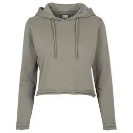 Rundhalspullover Urban Classics "Urban Classics Damen Ladies Cropped Terry Hoody", Damen, Gr. XS, army gr&uuml;n, 100% Baumwolle, unifarben, loose fit, ohne Ausschnitt, Pullover Rundhalspullover
