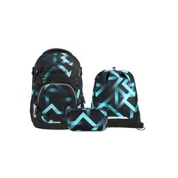 Coocazoo Schulrucksack-Set MATE "Laser Lights" 25, 3-tlg. in Schwarz/Blau | Gr.: onesize