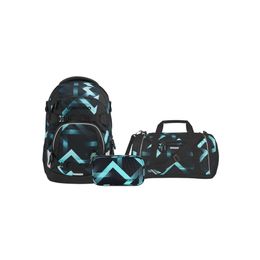 Coocazoo Schulrucksack-Set MATE "Laser Lights" 3-tlg. in Schwarz/Blau | Gr.: onesize