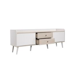 ABRIHOME TV-Schrank in Wei&szlig; mit 2 Schubladen und Schiebet&uuml;ren 58X160X40 cm | Gr.: onesize
