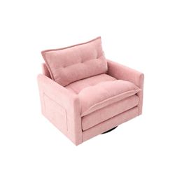 ABRIHOME Loungesessel in Rosa 360&deg; drehbar mit Armlehnen und Kissen | Gr.: onesize