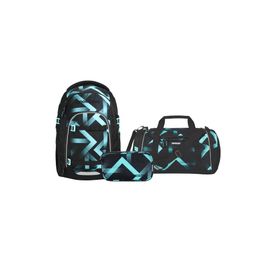 Coocazoo Schulrucksack-Set MATE "Laser Lights" 3-tlg. in Schwarz/Blau | Gr.: onesize