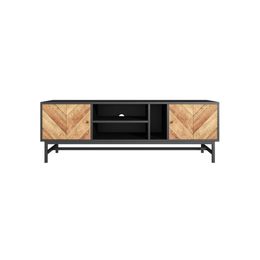 ABRIHOME TV-Schrank in Schwarz 150 cm mit Kontrastdesign Stauraum und F&auml;chern | Gr.: onesize