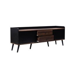 ABRIHOME TV-Schrank in Schwarz mit 2 Schubladen und Schiebet&uuml;ren 58X160X40 cm | Gr.: onesize