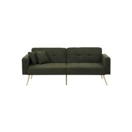 ABRIHOME 2 Sitzer Sofa in Gr&uuml;n mit Bettfunktion goldenen Beinen und Seitentaschen | Gr.: onesize