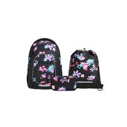 Coocazoo Schulrucksack-Set MATE "Floral Artnight" 3-tlg. in Schwarz | Gr.: onesize