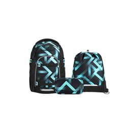 Coocazoo Schulrucksack-Set MATE "Laser Lights" 3-tlg. in Schwarz/Blau | Gr.: onesize