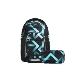 Coocazoo Schulrucksack-Set MATE "Laser Lights" 2-tlg. in Schwarz/Blau | Gr.: onesize