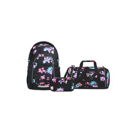 Coocazoo Schulrucksack-Set MATE "Floral Artnight" 3-tlg. in Schwarz | Gr.: onesize