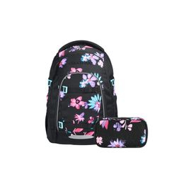 Coocazoo Schulrucksack-Set MATE "Floral Artnight" 2-tlg. in Schwarz | Gr.: onesize