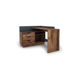 ByLiving Schreibtisch Belfast in Old Wood / Anthrazit - (B) 129 x (H) 83,5 x (T) 105 cm | Gr.: onesize