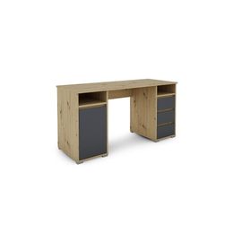 ByLiving Schreibtisch Lobo in Artisan Eiche / Anthrazit - (B) 138 x (H) 75 x (T) 55 cm | Gr.: onesize