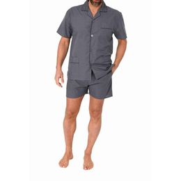 Normann kurzarm Schlafanzug Shorty Pyjama gewebt zum Kn&ouml;pfen - 80175 in grau | Gr.: 50