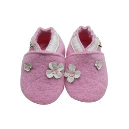 Yalion Rosa Woll-Krabbelschuhe &ldquo;Little Flower&rdquo; | Gr.: 22/23